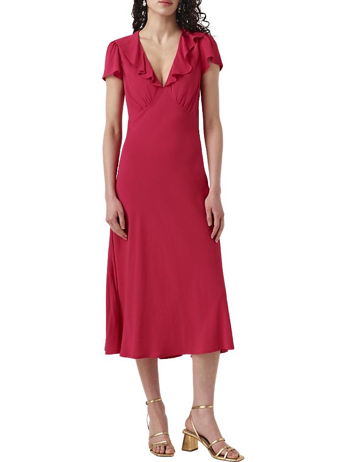 GHOST LONDON Ghost London Kimmy Frill Neck Crepe Midi Dress